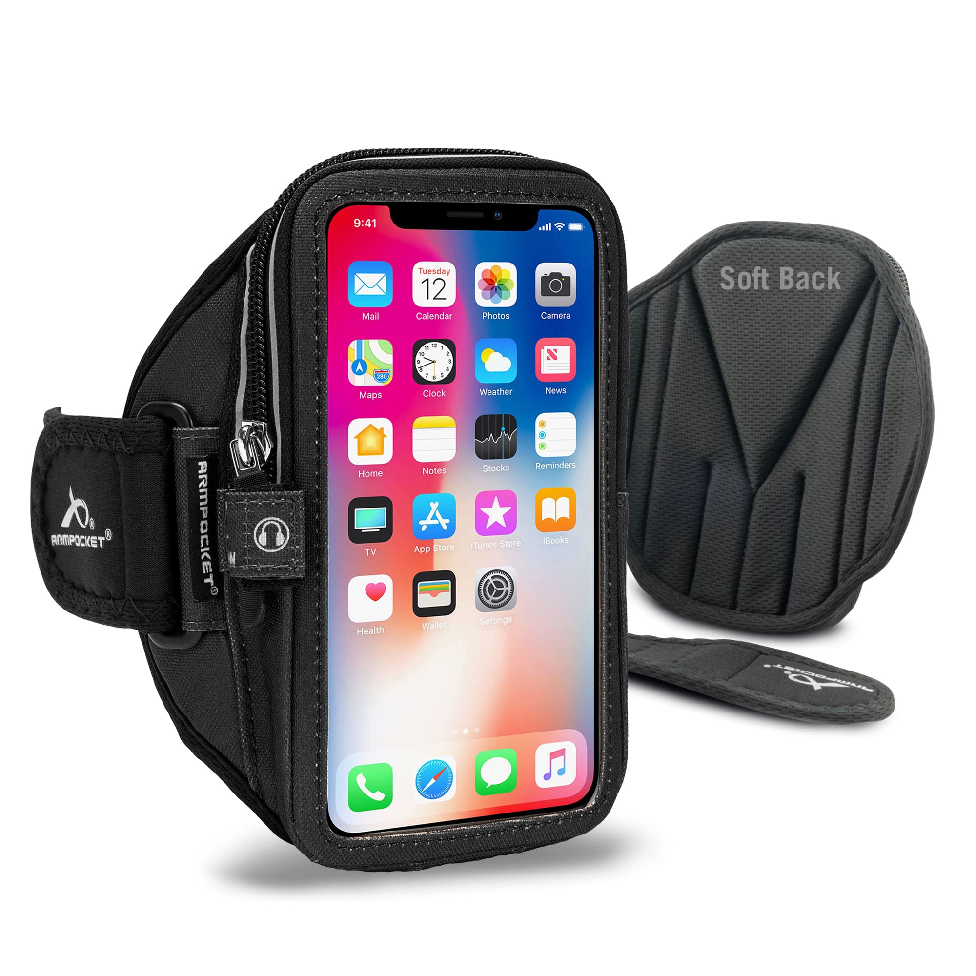 Armpocket® Mega i-40™ Plus armband for iPhone 8/7/6s/6 Plus, Galaxy S8+, Note 8, Google Pixel 2 XL/XL with cases or other phones and cases up to 7"