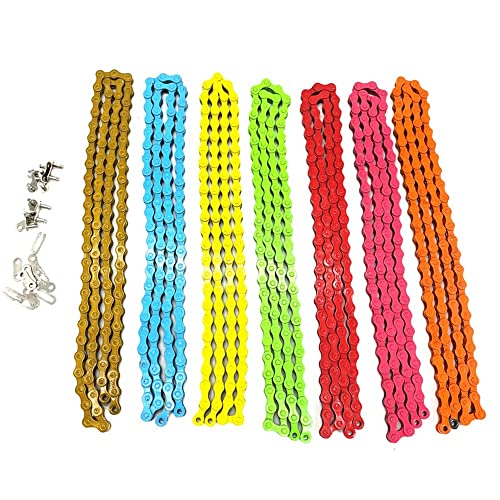 Bicycle Chain Single Speed Fixed Gear 98L with Chain Link Tricycle Bicycle Chain Bike Parts (Color : Pink 1pcs)