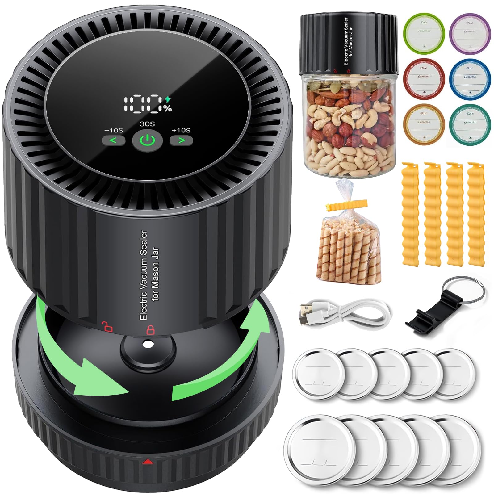 YANOY ššØš§š¢ š¦š§š¢š£ Mason-Jar-Vacuum-Sealer for Mason Genie(Vacuum Sealer Kit for Wide and Regular Mouth Canning Jar Lids) Ever Jar Vacuum Sealer for Mason Jars Canning Supplies Food Storage