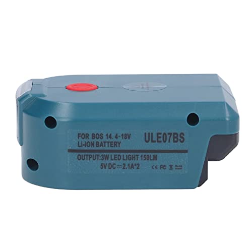 Battery Power Adapter, Battery Adapter LED Light 150LM DC5V 2.1A Input ABS Integrated Molding for Mobile Phone for 14.4β18V Lithium Batteries(ULE07BS Bosch Dark Green)