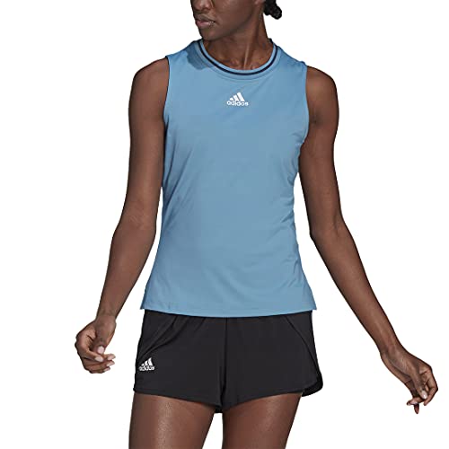 adidas womens Match Tank Hazy Blue/White Large