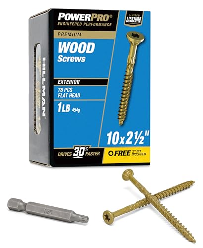 Power Pro Premium Exterior Wood Screws (#10 x 2-1/2") - 1lb Box