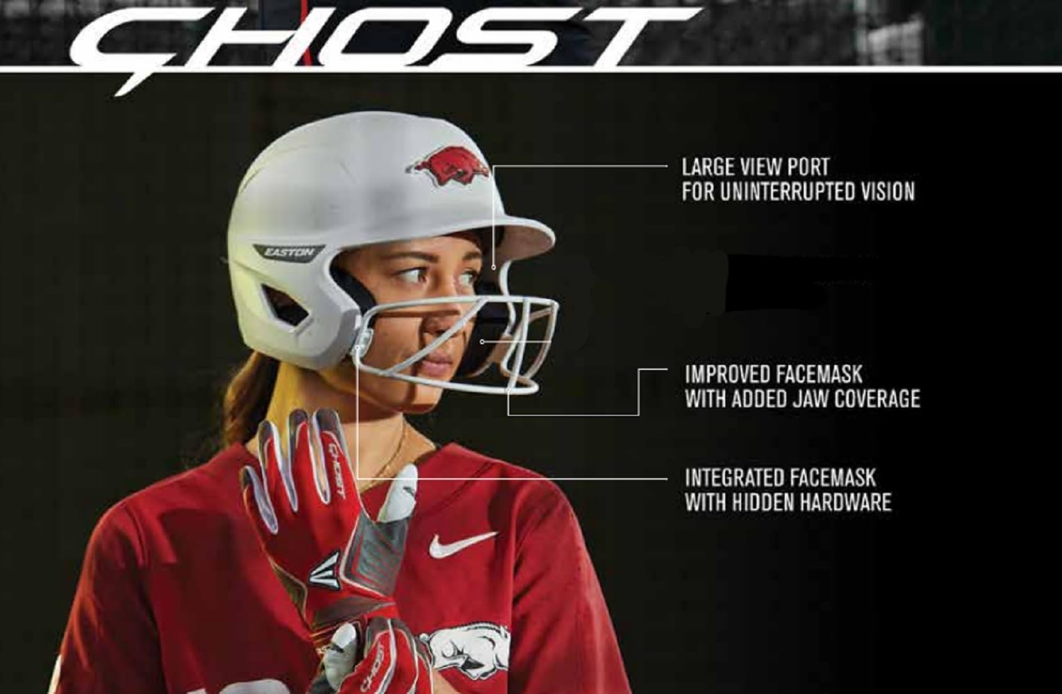 Easton | GHOST Softball Batting Helmet | Two-Tone Matt Black/White | T-Ball/Small