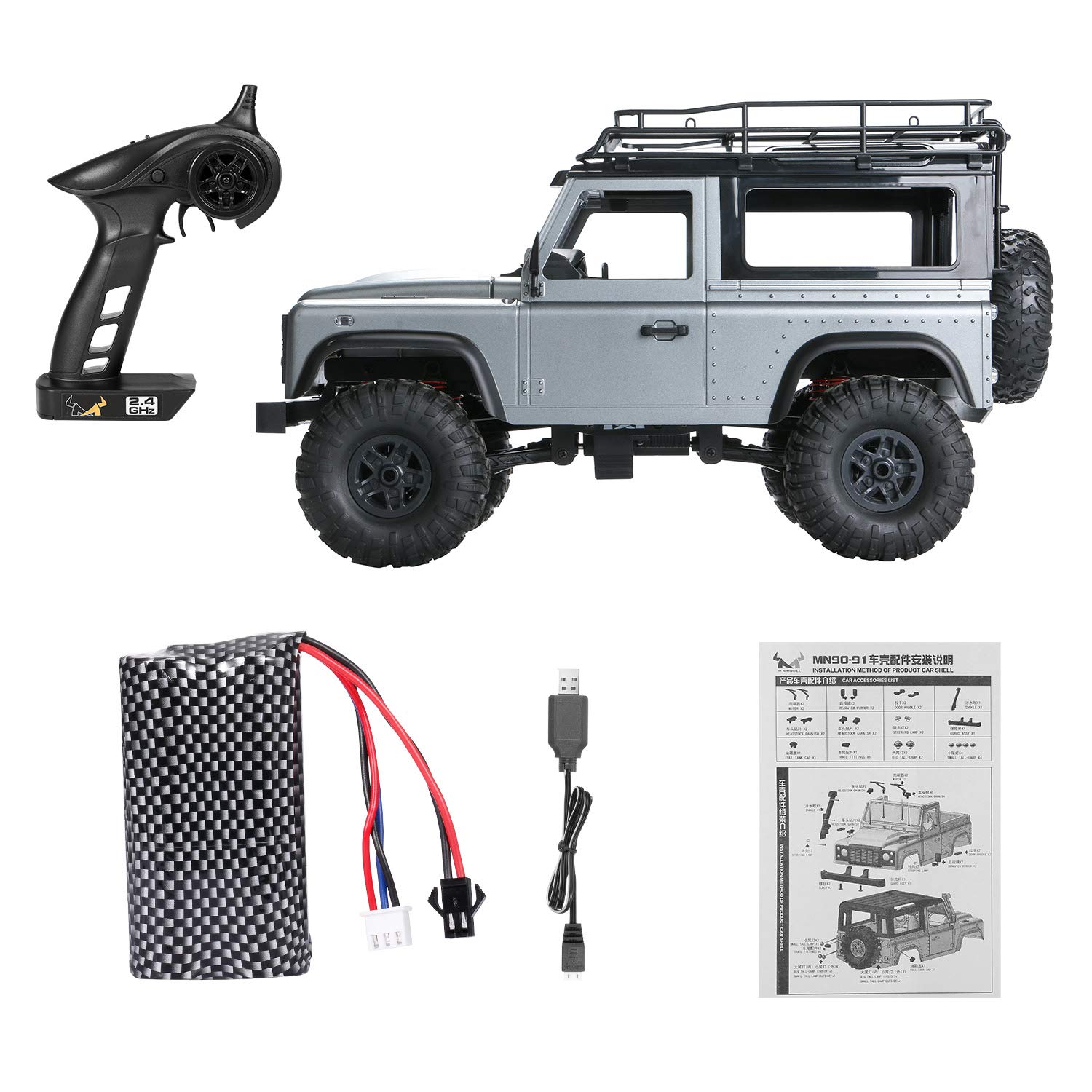 GoolRC MN 99s RC Car, 1/12 Scale 4WD 2.4G Remote Control Car for Kids and Adults, RTR RC Crawler Off-Road Truck for Land Rover Vehicle Models