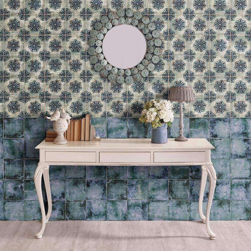 Angela Harris Blue 8 in. x 8 in. Polished Ceramic Wall Tile (25 Pieces 10.76 Sq. Ft. / Box)