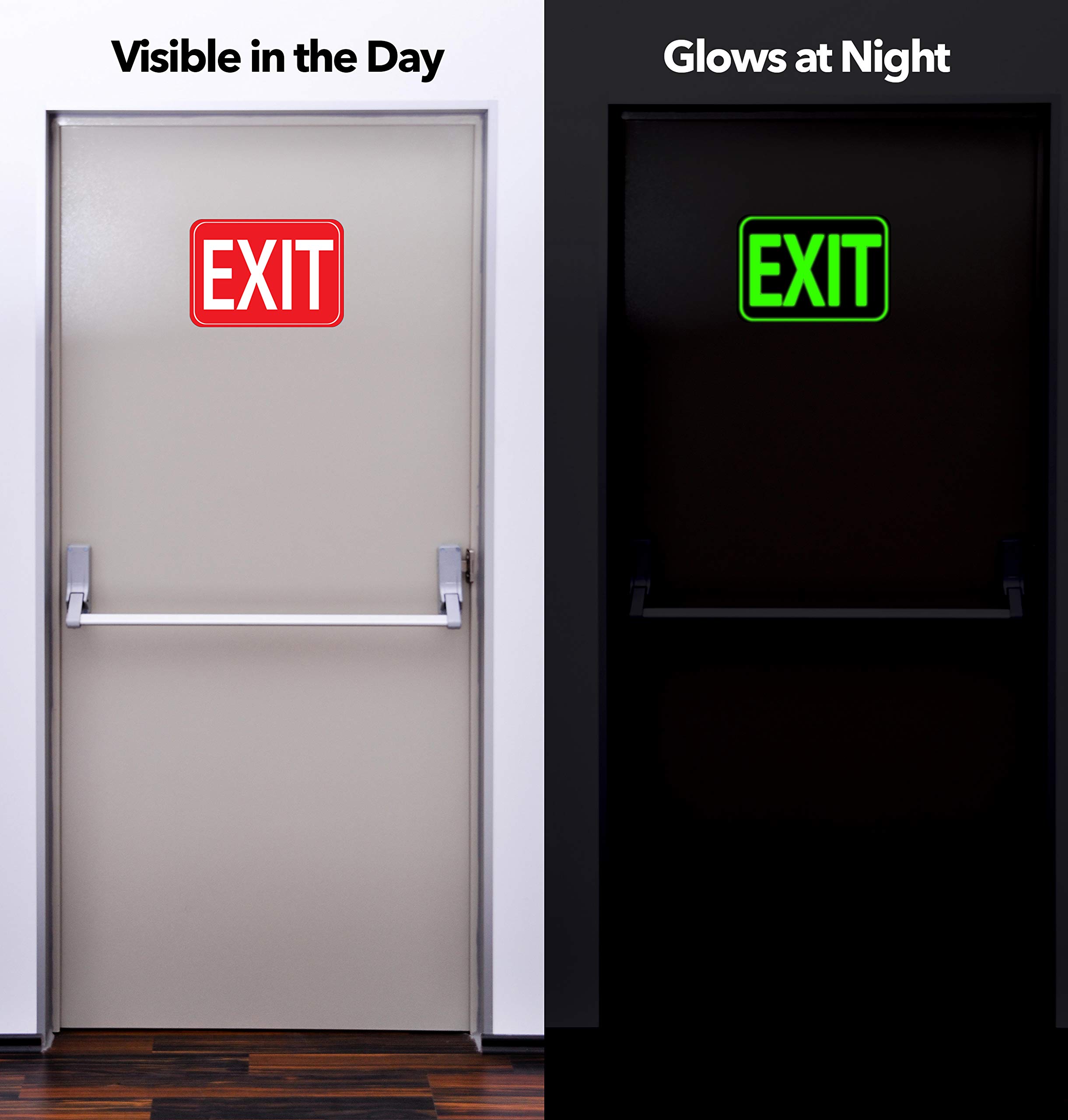 Aluminum Photoluminescent EXIT Sign | Glows for Up to 10 Hours | Ultra Reflective and Well Lit - Emergency Light (Stickers Decals)