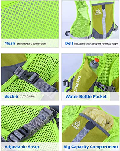 AONIJIE Men Women Ultralight Running Vest Pack Reflective Breathable Hydration Backpack for Hiking Camping Marathon Cycling Race (Green)