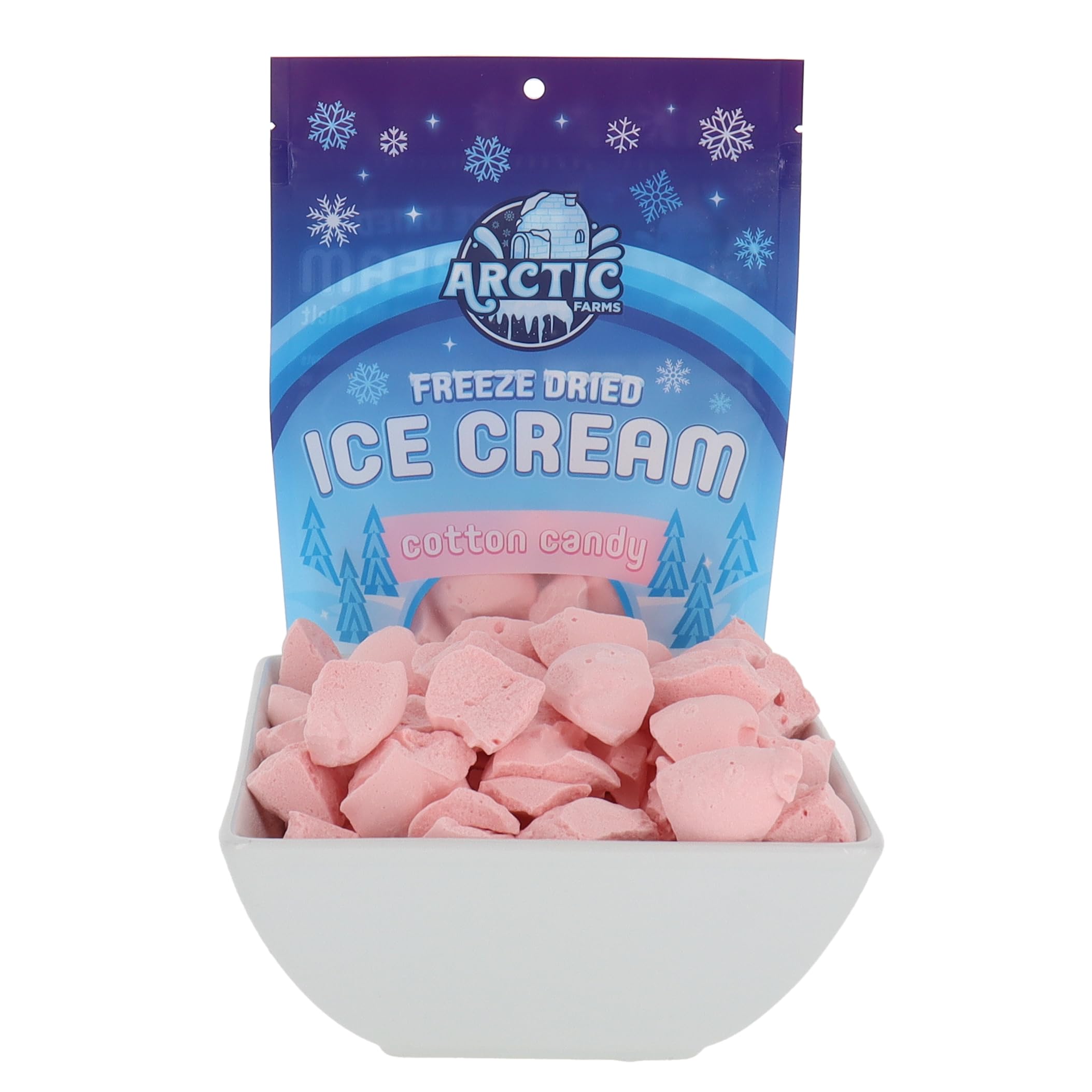 Arctic Farms Freeze Dried Ice Cream Bits Bagged and Boxed - Does Not Melt (Cotton Candy)