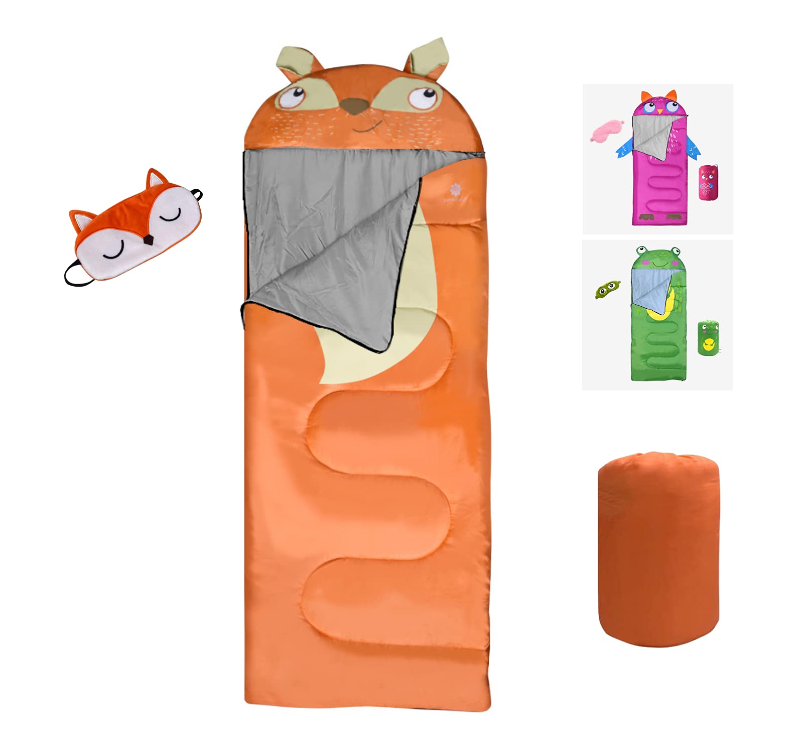 Animal Pattern Sleeping Bag with Sleeping Mask, Indoor & Outdoor Use, Lightweight & Waterproof, Perfect for Traveling, 3 Season Warm and Cold Weather