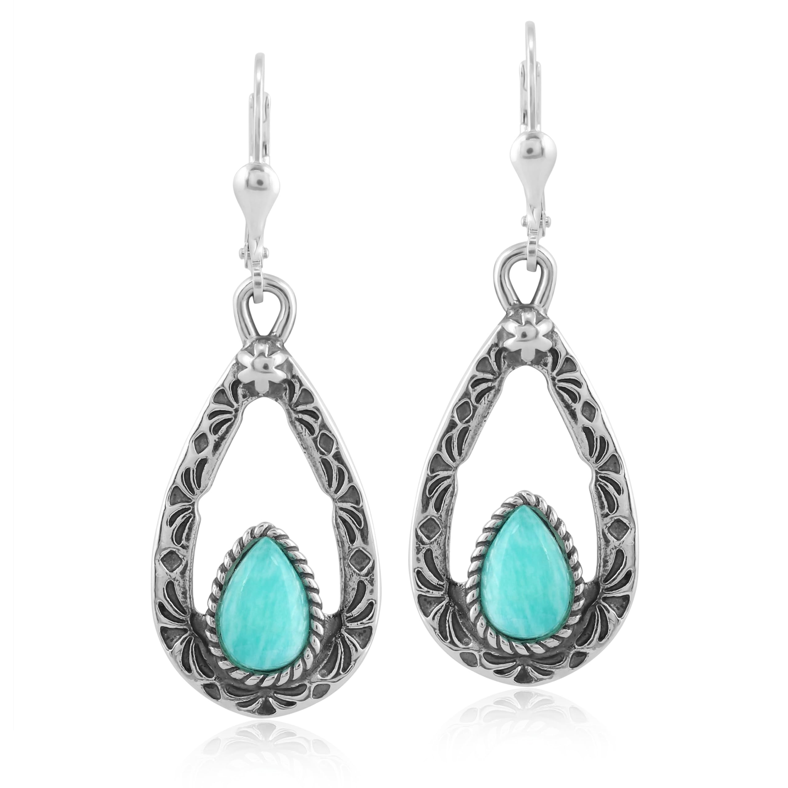 American West Sterling Silver Women's Drop & Dangle Earrings Red Coral Gemstone