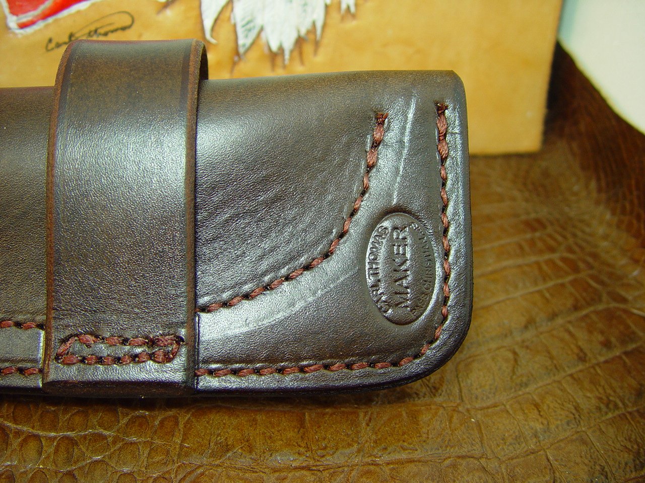 Custom Made Ontario Rat 5 Horizontal Knife Sheath Made Out of 9 oz. Leather.