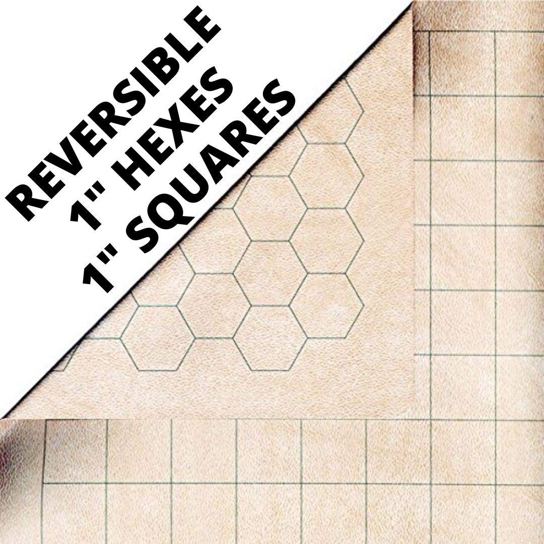Chessex Role Playing Play Mat: Battlemat Double-Sided Reversible Mat for RPGs and Miniature Figure Games (26 in x 23 1/2 in) Squares/Hexes