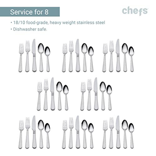 Chefs 18/10 Stainless Steel 44pc Flatware Set, Service for 8, Harlow