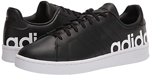 adidas Men's Grand Court LTS Racquetball Shoe, Black/Black/White, 10