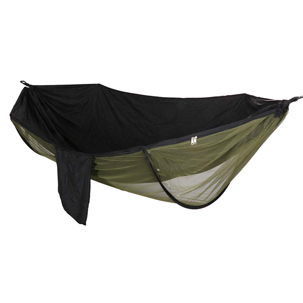 Anxin Camping Hammock with Mosquito Bug Netting,Packable Hammock with Tree Straps and Carabiners,Parachute Nylon Hanging Swing Hammock for Backpacking, Survival, Travel & More(Single & Double)-Black