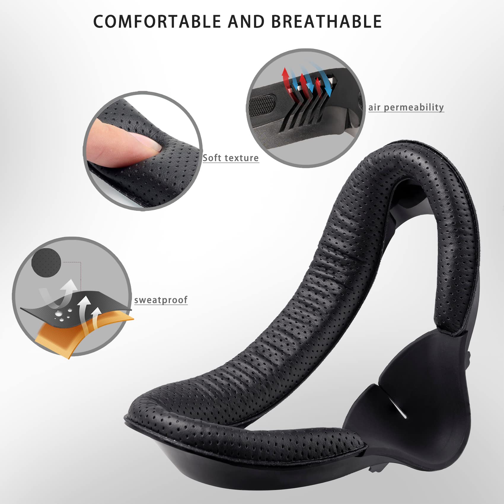 Gorliskl Facial Interface for Oculus Quest 2 ,Resilient VR Facial Vent Soft Interface Bracket &Anti-Leakage Light PU Leather Foam Face Cover Replacement Pad(Widened Version) Upgrade Accessories