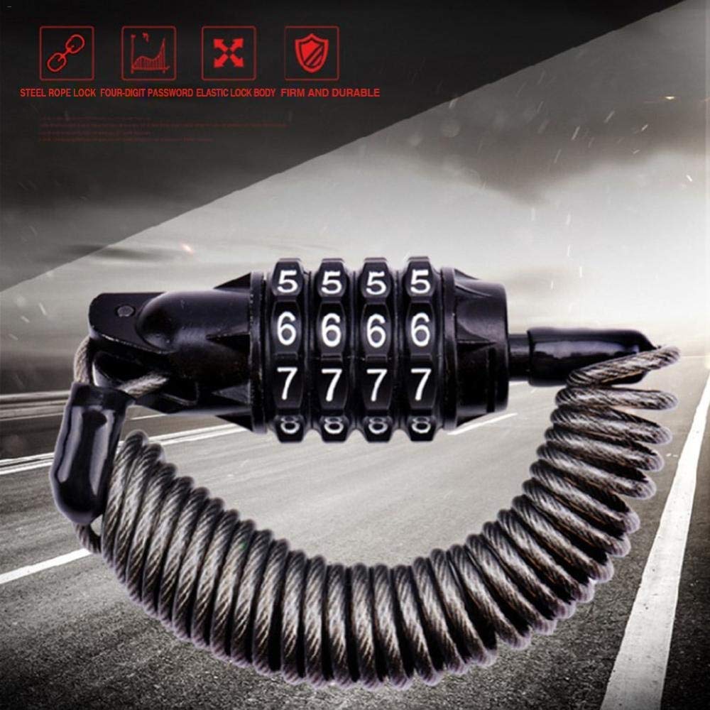 Bicycle Lock Mini Portable Spring Anti-Theft Bicycle Code Lock Combination Password Bike Lock Spring Disc Cable Wire Security Lock Bike Lock