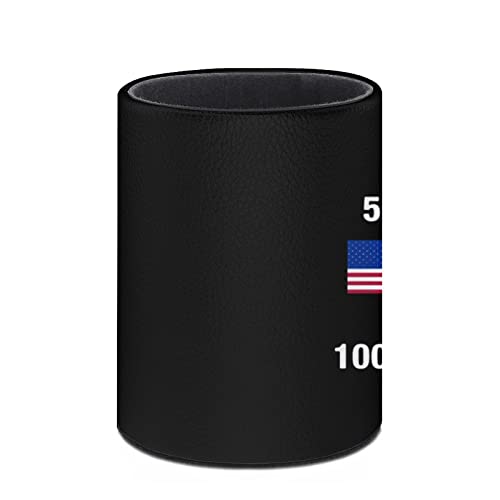 American Cuba Awesome Flag Pen Holder PU Leather Pencil Cup Cute Desk Organizer Makeup Brush Box for Home Office