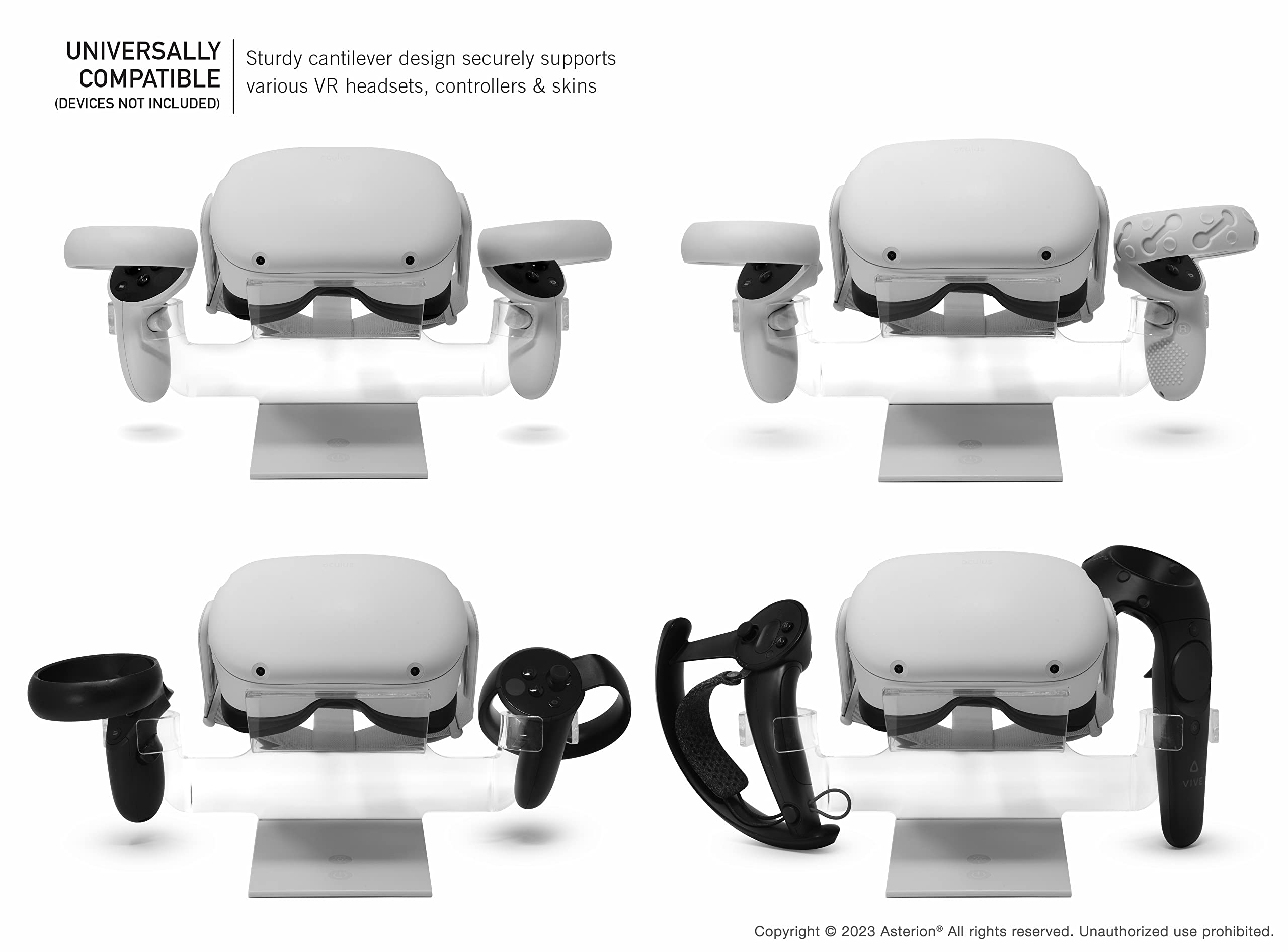 Asterion VR Charging Stand for Oculus / Meta Quest 3, 2, Pro, Vision Pro, HTC, Cosmos, PSVR2, Index, RGB Lighting Universally fits all VR Headsets | Aura v2.0