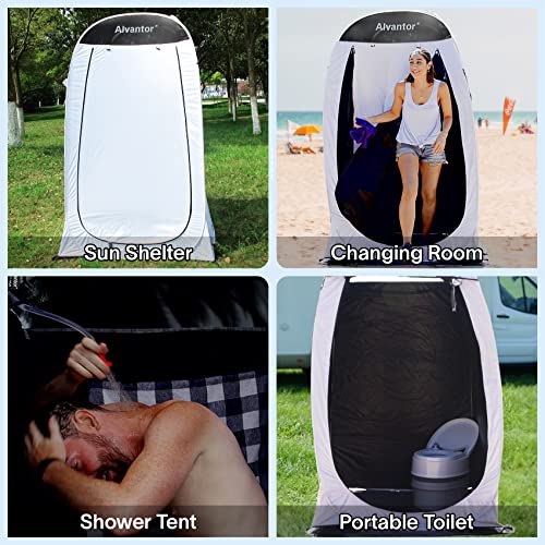 Alvantor Shower Tent Changing Room Outdoor Toilet Privacy Pop Up Camping Dressing Portable Shelter Teflon Coating Fabric 4’x4’x7' Patent Pending, White
