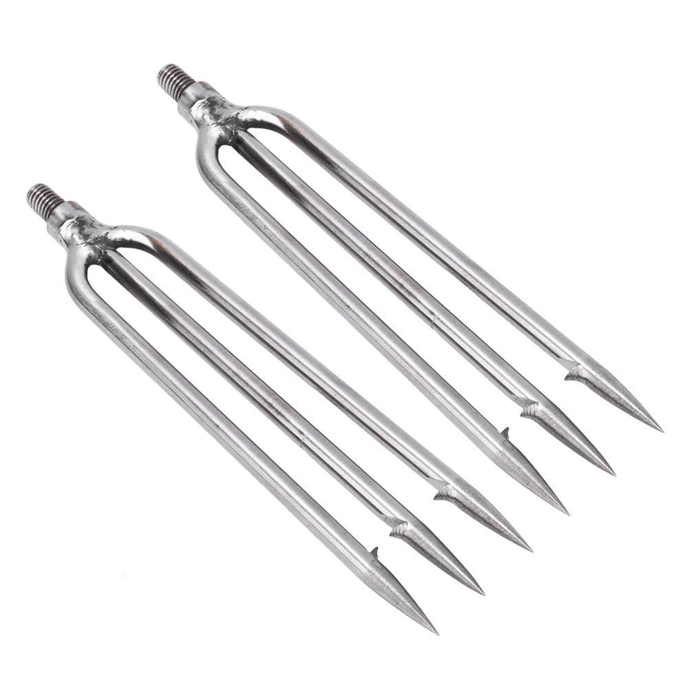 Astibym 3 Prongs Harpoon, Stainless Steel Gig Gaff Tackle Hook Barb Fish Spear for Outdoor Fishing (2 pcs)