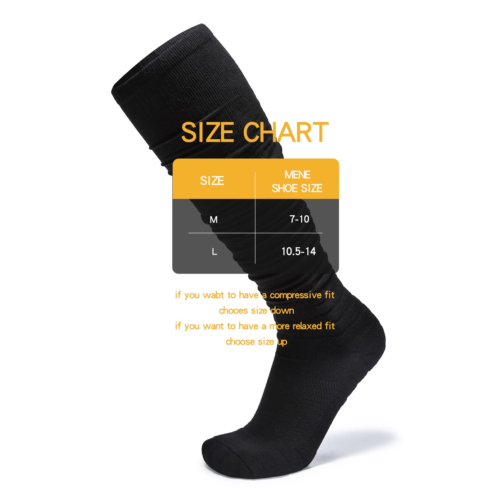AK SOK Two Pairs Extra Long Football Socks,Men's Athletic Socks,Tight Sports Socks for Men & Boys (as1, alpha, l, regular, regular, Black)