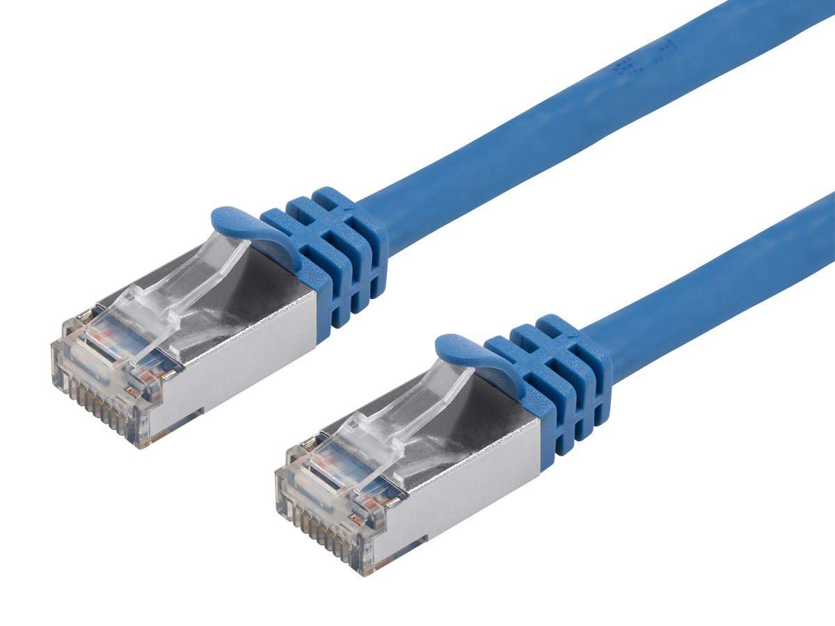 Monoprice 113658 Cat7 Ethernet Patch Cable - 3 feet - Blue | Flexboot RJ45 Stranded 600Mhz S/FTP CMX Pure Bare Copper Wire 26AWG - Entegrade Series