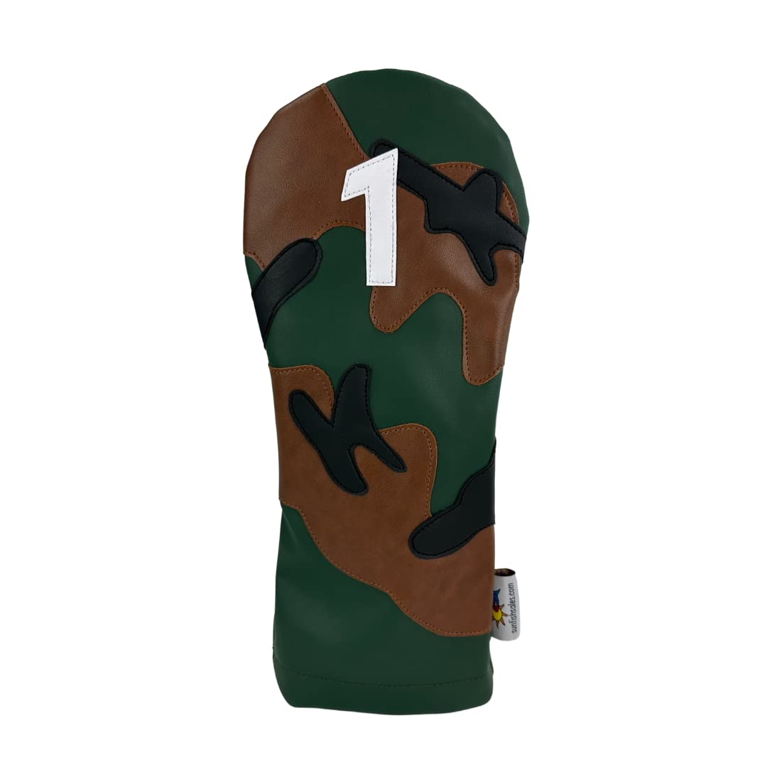 Army Camo Sunfish Leather Golf Club Headcover Set 1 3 X Driver Fairway Hybrid