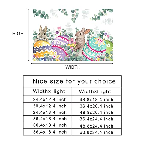 Aquarium Background Happy Easter Eggs 12.4x30.4 inch Fish Tank Background PVC Fish Backdrop Wallpaper for Background Aquarium Rabbits Eucalyptus Leaves