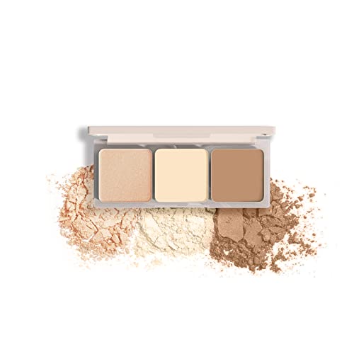 AMIIR 3 IN 1 Face Bronzer Blush Highlighter Contour Powder Makeup Palette Sculpt Contouring Kit, Highlighter