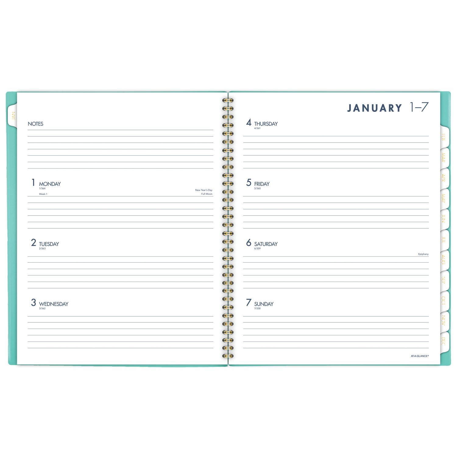 AT-A-GLANCE Weekly / Monthly Planner, January 2018 - December 2018, 8-1/2" x 11", Color Bar, Teal (1078-905-42)
