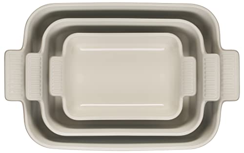 Le Creuset Stoneware Heritage Set 3 Rectangular Dishes, Sea Salt