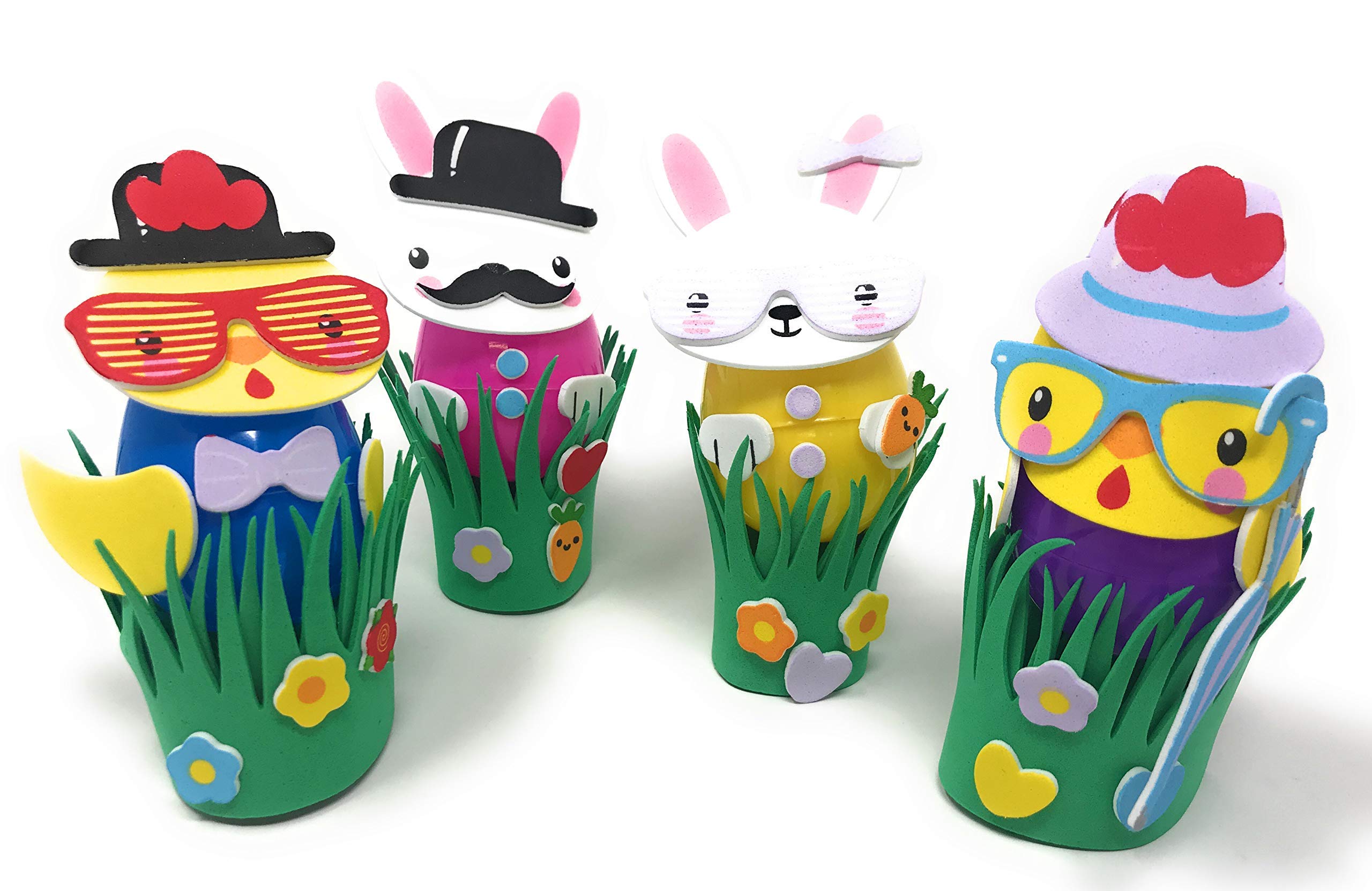 Funiverse Bulk 18 Sets of Easter Egg Decorating Foam Kids Craft Kits (Easter Eggs Not Included) - Over 700 Pieces of No Mess. No Stains