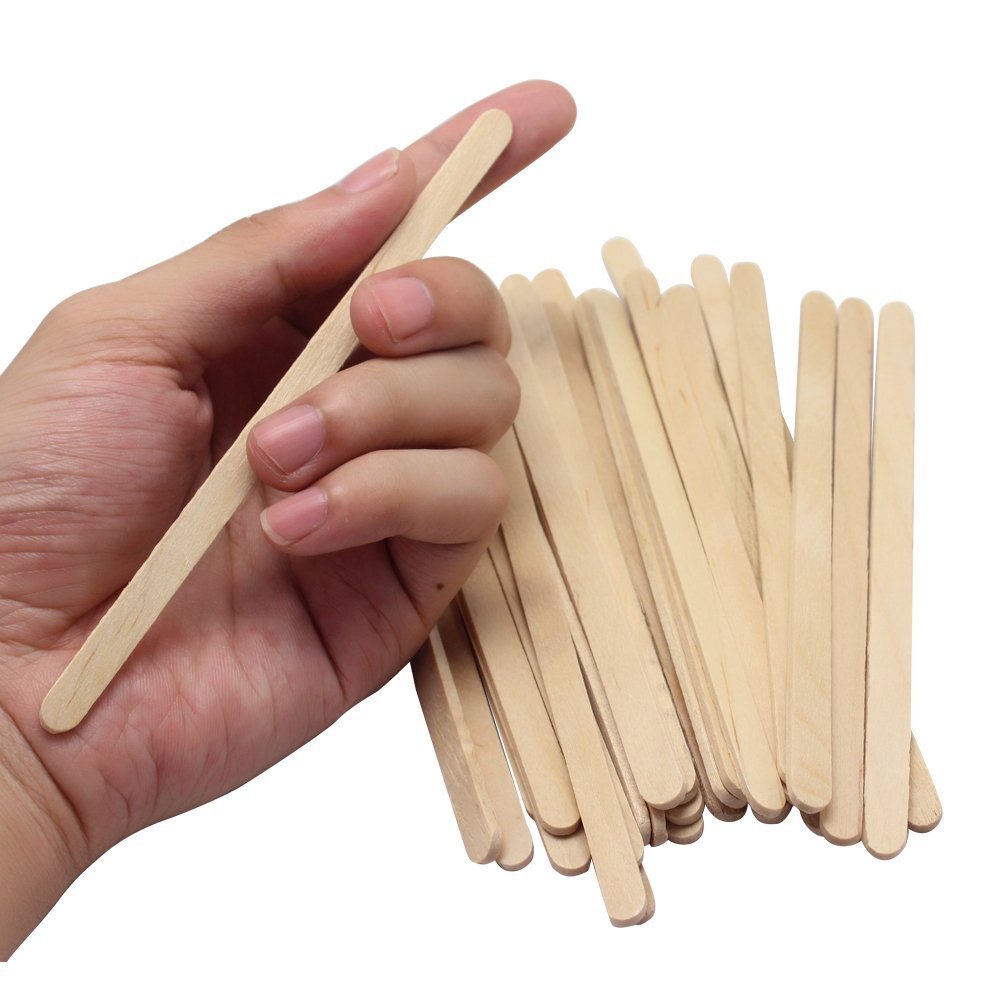 SelfTek 100 Pcs Wooden Wax Applicator Spatulas Sticks for Hair Removal and Smooth Skin, Wax Popsicle Stick Eyebrow Waxing Sticks for Lip, Nose Wax Applicator Sticks