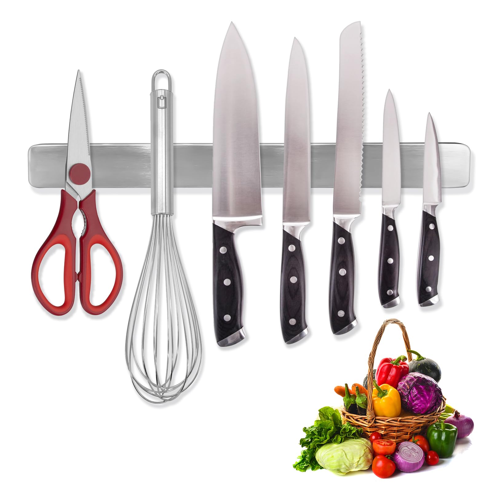 Magnetic Knife Holder for Wall,16 Inch Stainless Steel Heavy Duty Magnet Strip for Knives,Knife Rack for Kitchen Utensil Holder & Tool Holder,Securely Store and Organize Kitchen