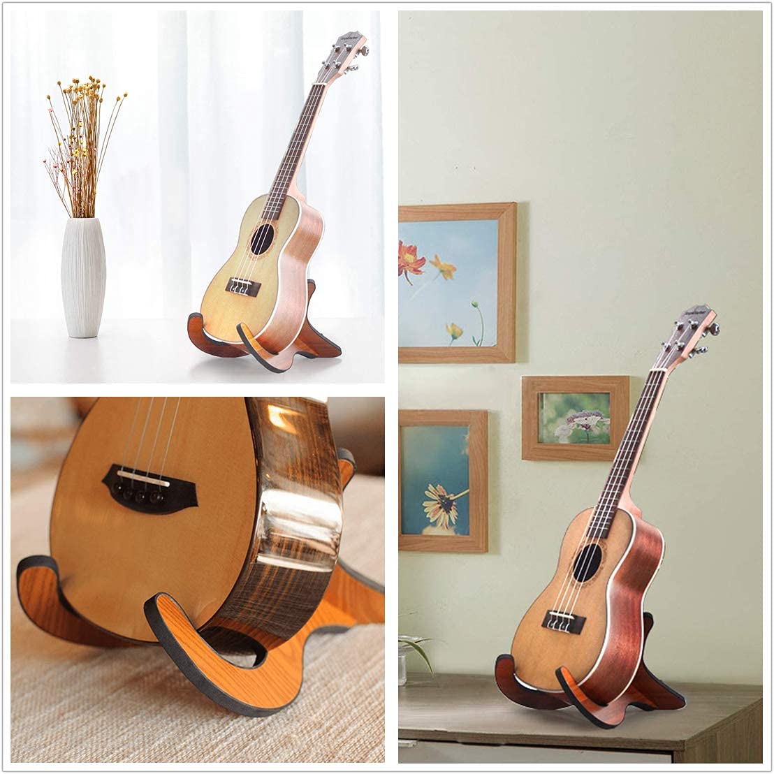 Aebor Portable Wooden Ukelele Stand Holder, Portable Wood Ukulele Stand for Small Guitar, Violin, Banjo, Mandolin
