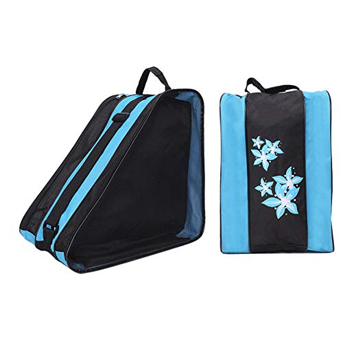 ANGIEHAIE Large Capacity Durable Ice Skates Roller Skating Carry Holder Storage Zipper Bag Blue