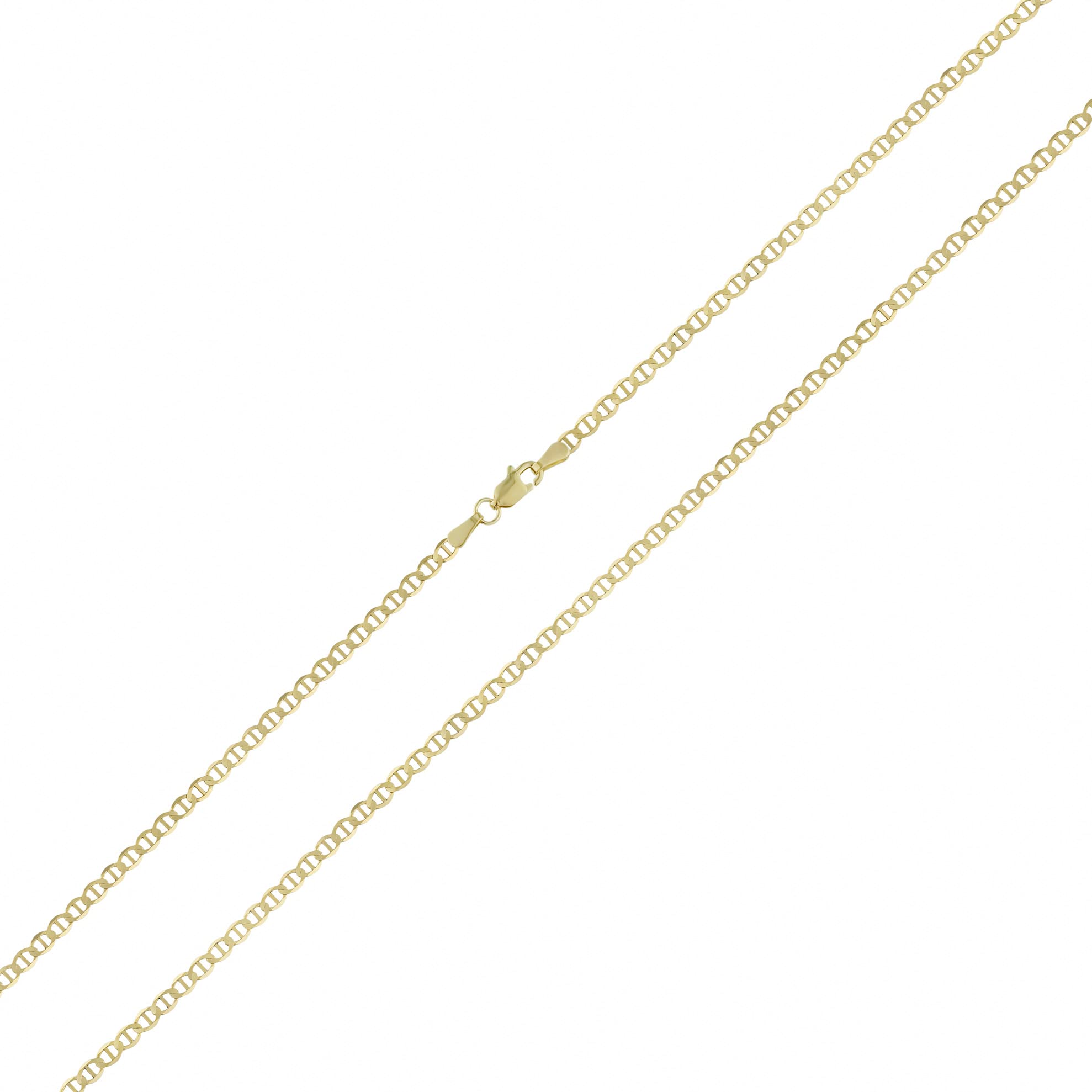 BAYAM 2mm Mariner Link Chain Unisex Adult Necklace Real Solid 10K Yellow Gold Jewelry