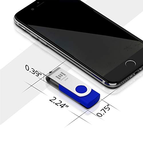 MOSDART 32GB USB 2.0 Flash Drive 5 Pack Swivel Bulk FAT32 Thumb Drives Jump Drive Zip Drive Memory Sticks with Led Indicator,Black/Blue/Red/White/Green (32 GB, 5Pack Mix Color)