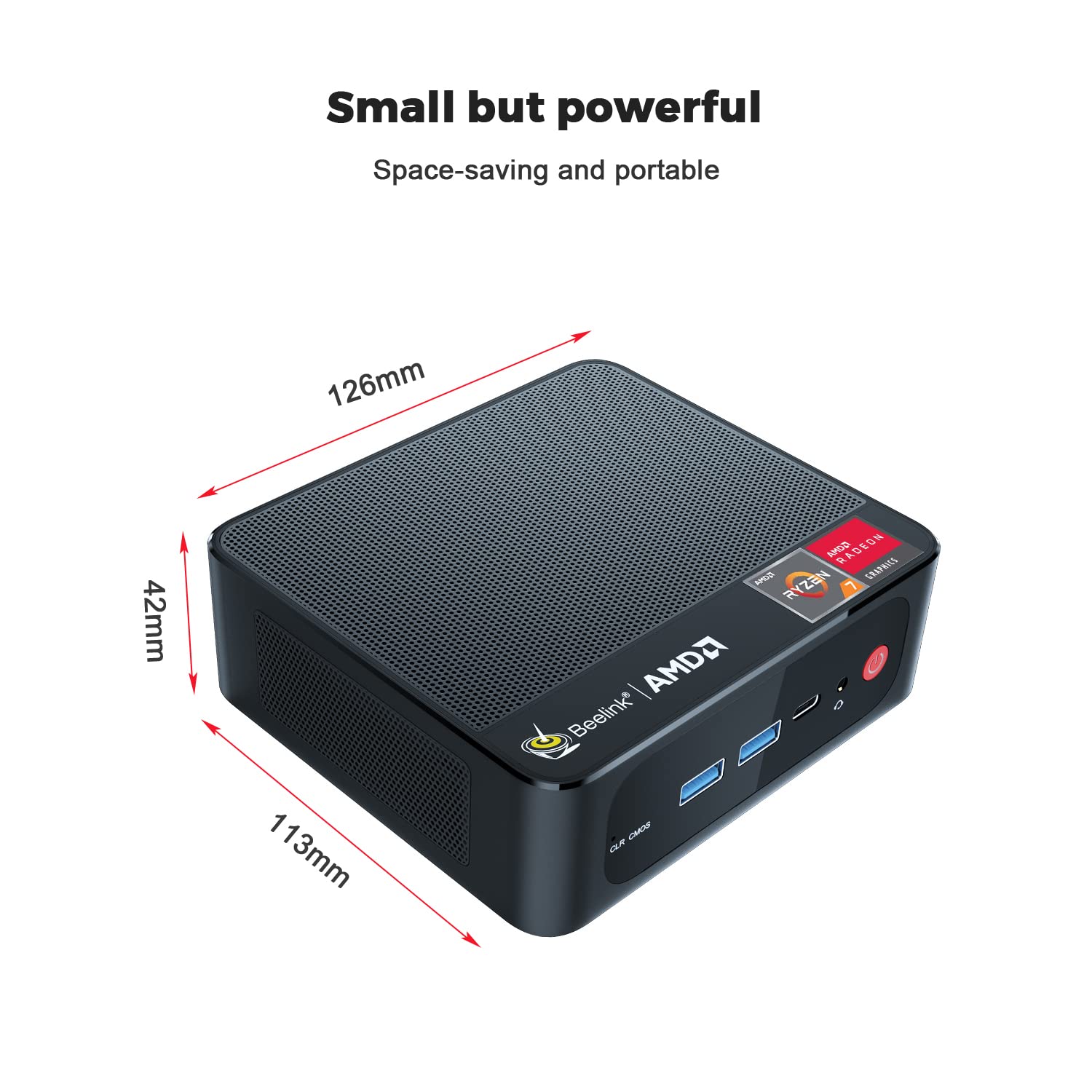 Beelink SER3 Mini PC,AMD Ryzen 7 3750H Processor,Mini Computer with 8G DDR4 RAM/256GB M.2 NVMe 2280 SSD,4K FPS/Dual HDMI/WiFi 5/BT4.0/Support Auto Power On