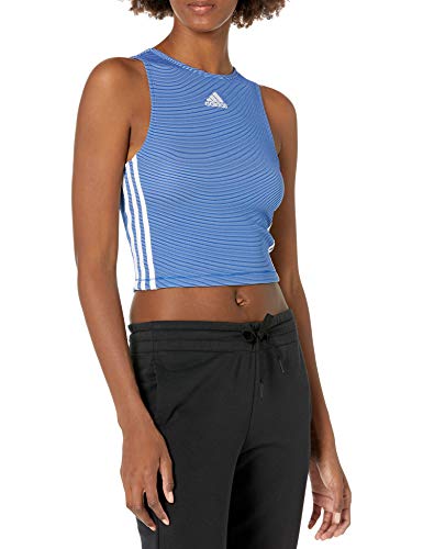 adidas womens Zippable Ribbed Tank Top Team Royal Blue Small