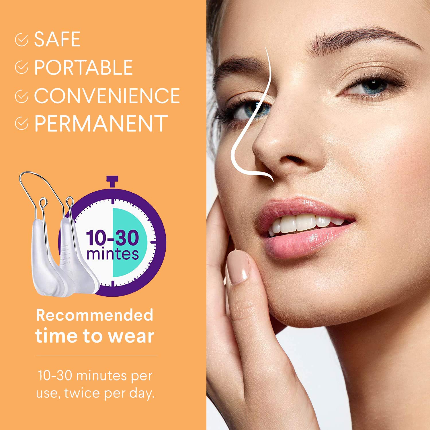 AMIJEAL Nose Shaper Clip Nose Up Lifting Clip Pain-Free Soft Silicone Nose Slimmer Device Nose Bridge Straightener Corrector Beauty Tool(Unisex)