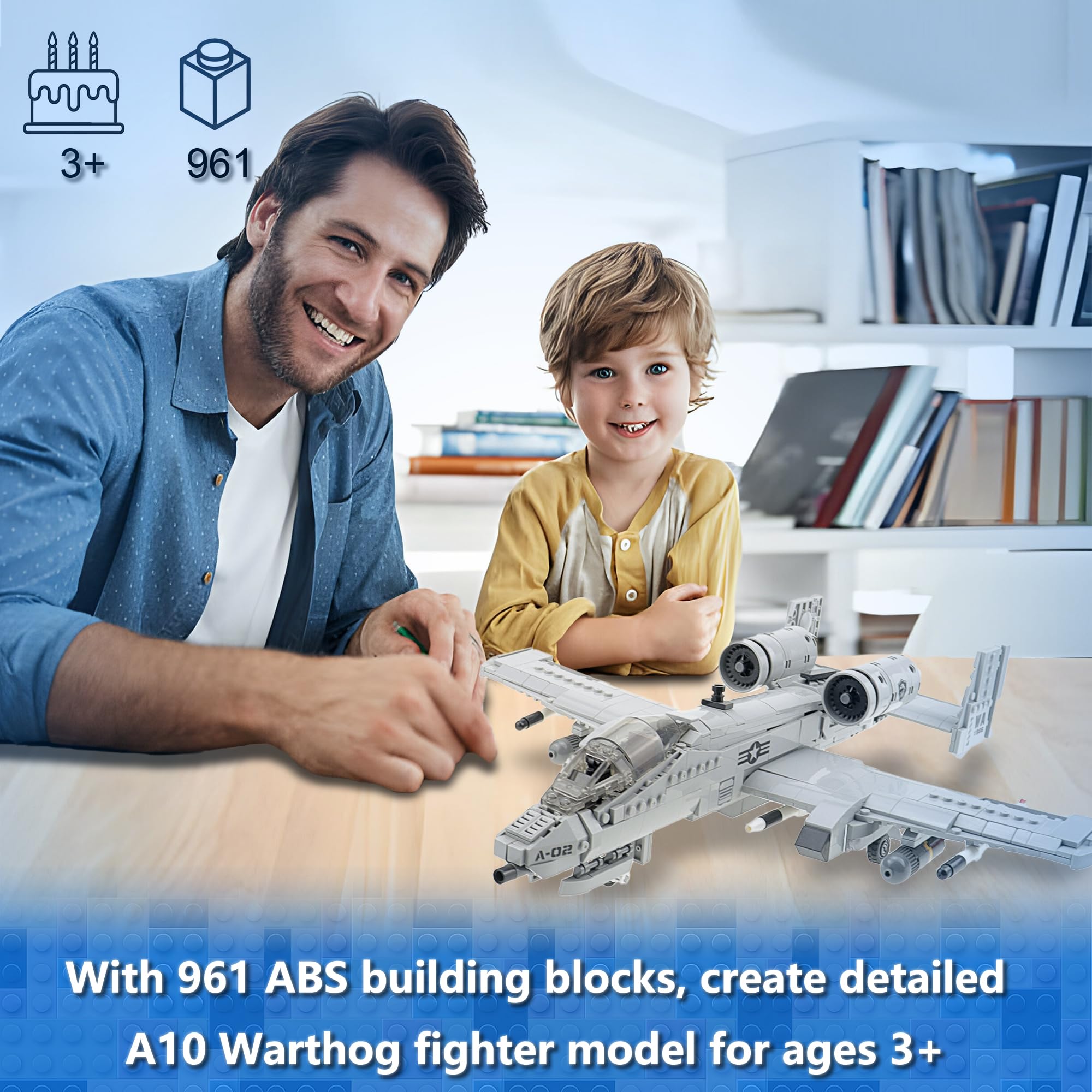 MEOA A10 Warthog Plane Building Toys 961PCS WW2 Fighter Jet Building Blocks Set Air Force Airplane Model Kits Bricks Toy Gifts for Teens and Adults