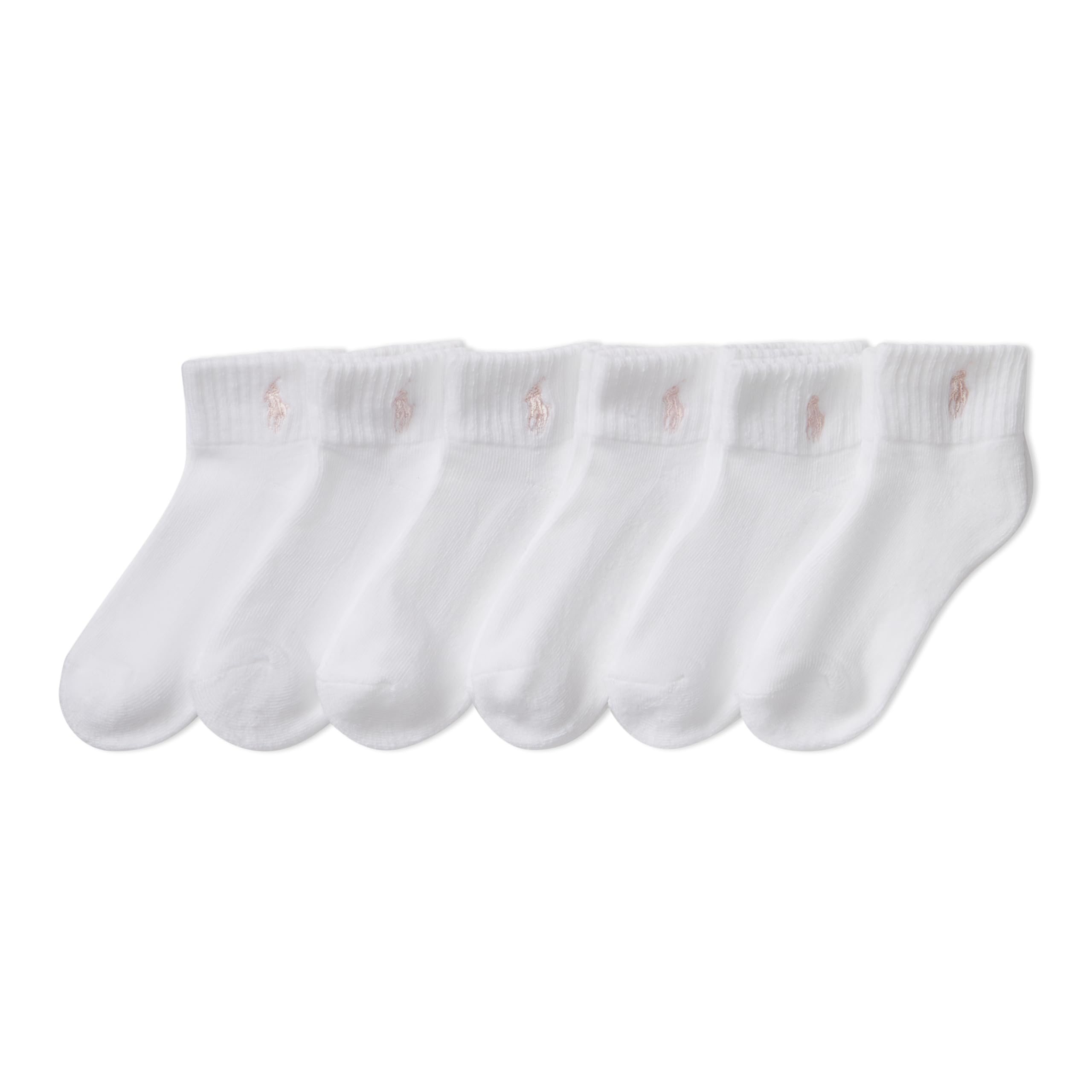 Polo Baby Socks for Boys and Girls with Gripper Bottoms (6 Pairs) White/Pink Pony, 2T - 4T
