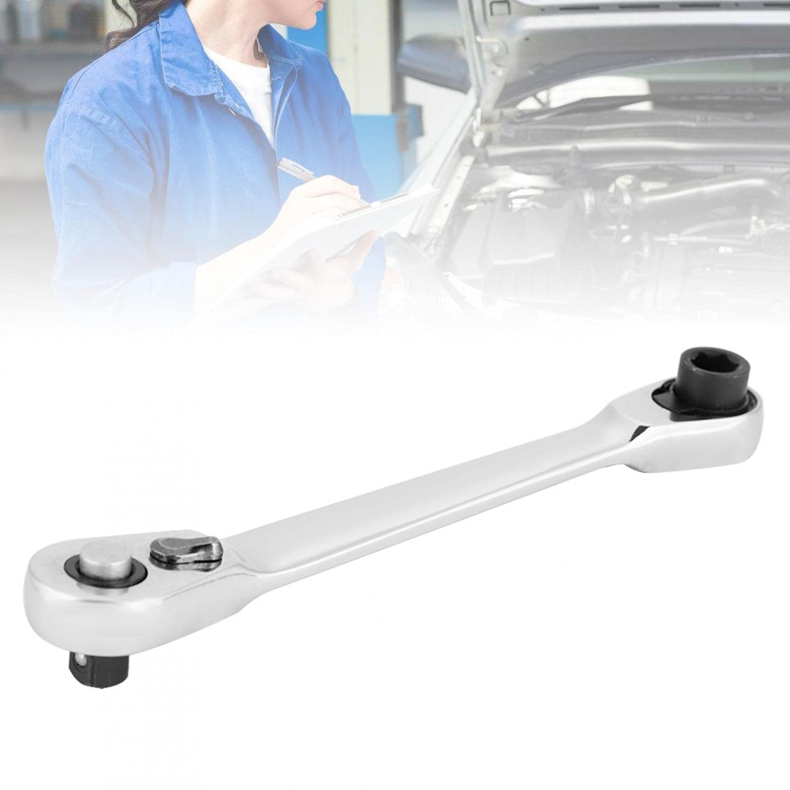 Akozon Allen Wrench, 1/4" Mini Ratchet Socket Wrench Screwdriver Hex Wrench Quick Release Ratchet Wrench (130mm)