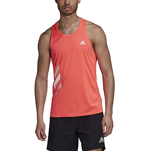 adidas Men's Own The Run Singlet Personal Best 3-Stripes, Signal Pink, X-Large
