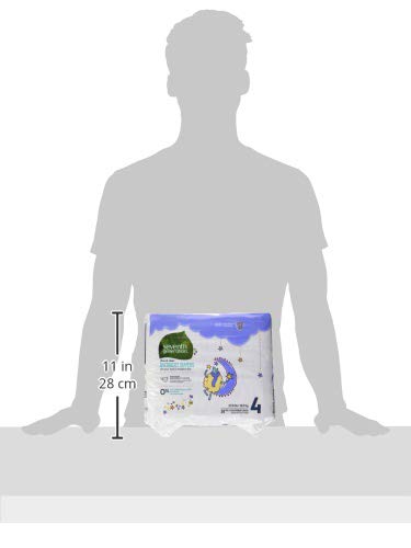 Seventh Generation Baby Overnight Diapers, Free & Clear, Stage 4, 22-32lbs, 24 count (Packaging May Vary)