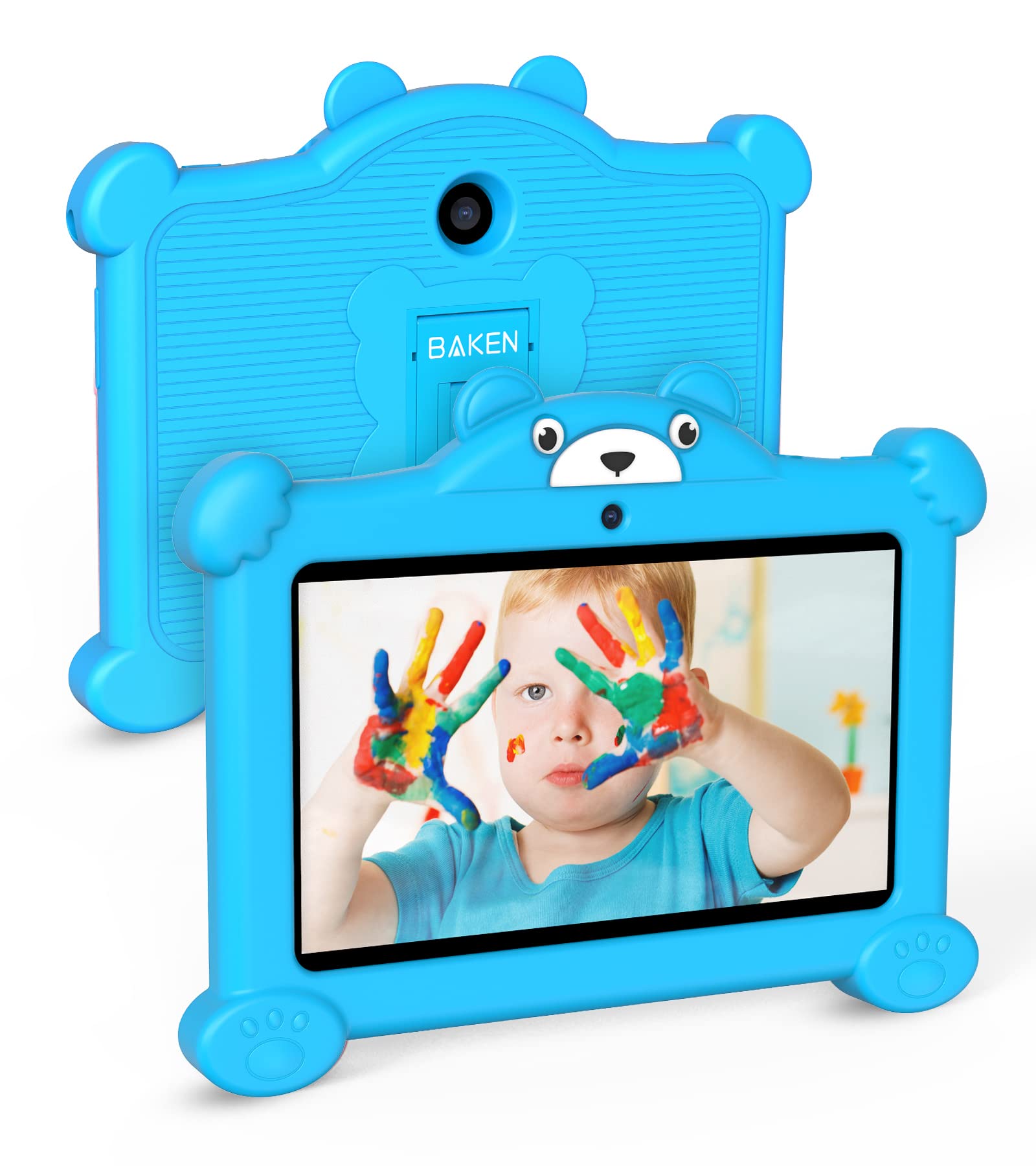 BAKEN Kids Tablet 7 Inch, Android 11 Tablets, Children Tablet with 2GB RAM 32GB ROM, WiFi, Bluetooth, Dual Camera, Educational, Games, Parental Control, Shockproof Case(Blue)