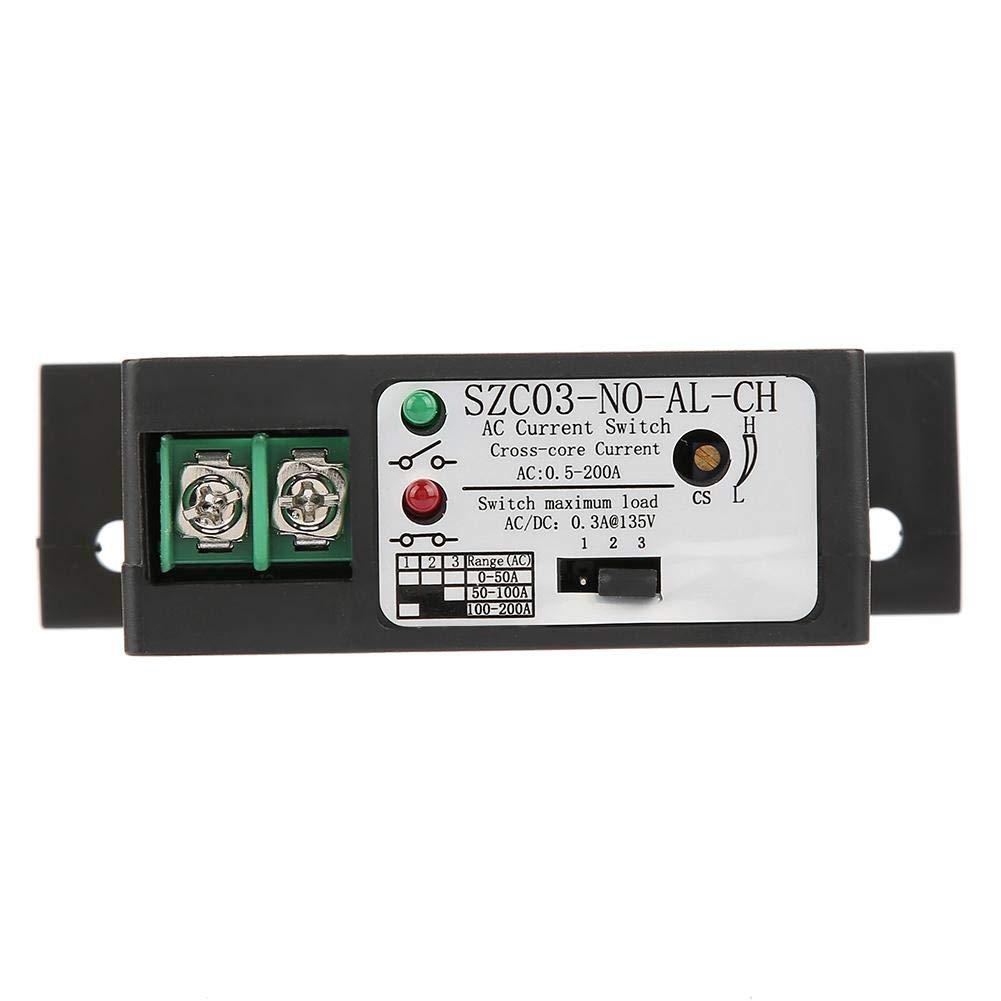 Akozon Current Sensing Switch Normally Open Current Sensing Switch Adjustable AC 0.5-200A SZC03-NO-AL-CH