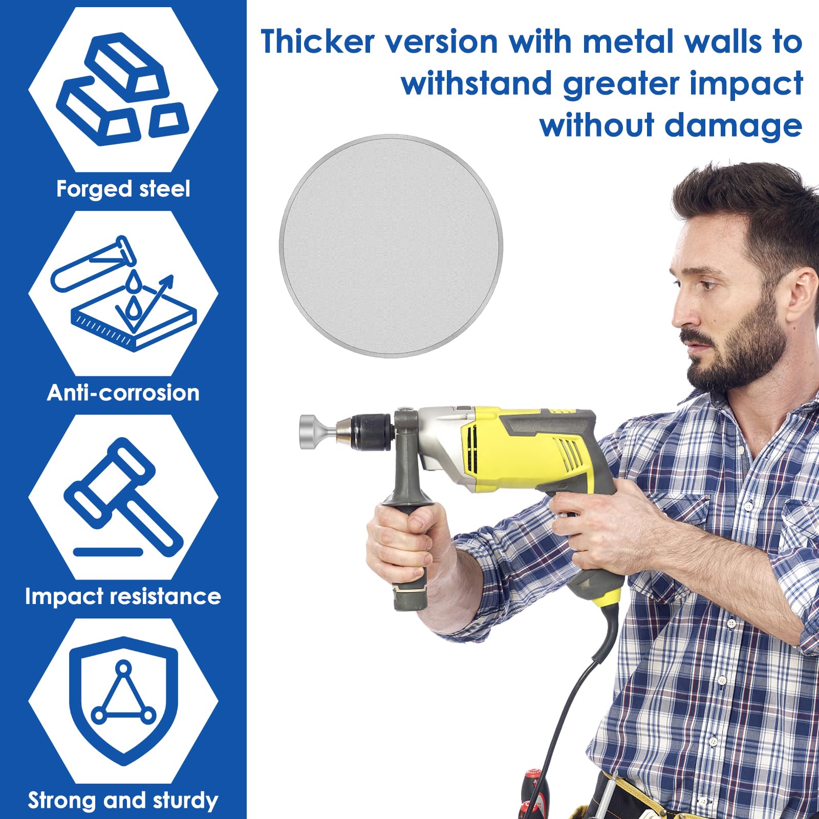 SDS Plus Ground Rod Driver, Heavy Duty Forged Steel Drill Bit Rotary Hammer Compatible with All Drills 85mm Grounding Driver Wear, Resistant Wide Compatibility Bits Socket (Flat)